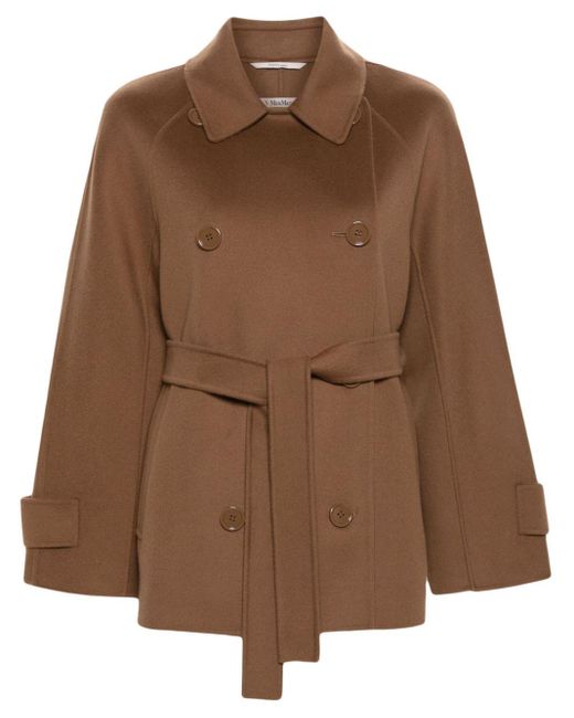 Max Mara Louis Double-breasted Virgin Wool Jacket in Brown | Lyst