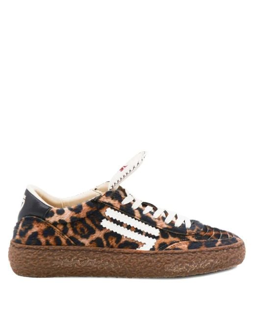 PURAAI Polly Tab Leopard-Print Sneakers in Brown | Lyst UK