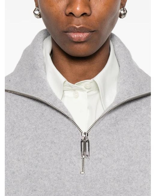 Victoria Beckham Half-Zip Sweater in Grey | Lyst UK