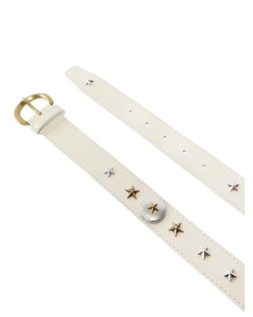Pinko Star-Studded Leather Belt in White | Lyst