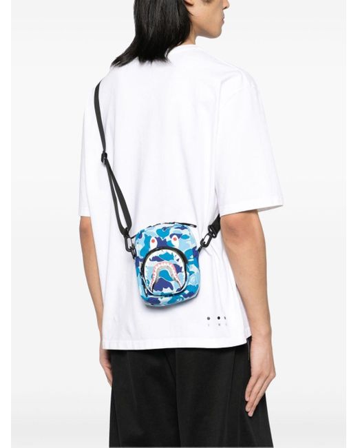 A Bathing Ape ABC Camo Shark Polyamide Messenger Bag in Blue for Men | Lyst