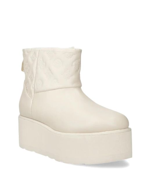 Guess Logo Boots in Natural | Lyst