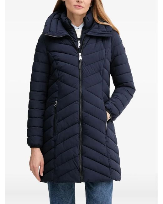 DKNY Chevron Padded Coat in Blue | Lyst