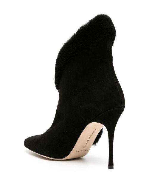 Manolo Blahnik Nestanu 105Mm Suede Boots in Black | Lyst
