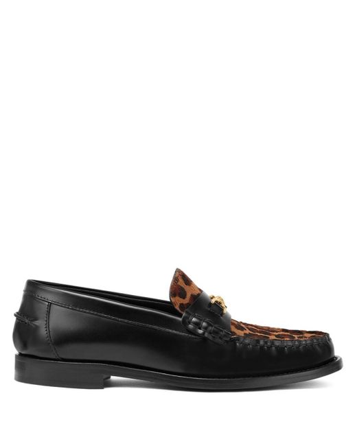 Versace Medusa '95 Leopard Loafers in Black | Lyst