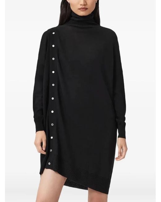 AllSaints Umi Roll-Neck Mini Dress in Black | Lyst UK