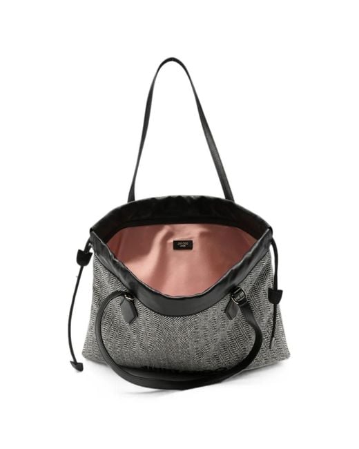 Jimmy Choo Herringbone-Pattern Drawstring Shoulder Bag in Grey | Lyst UK