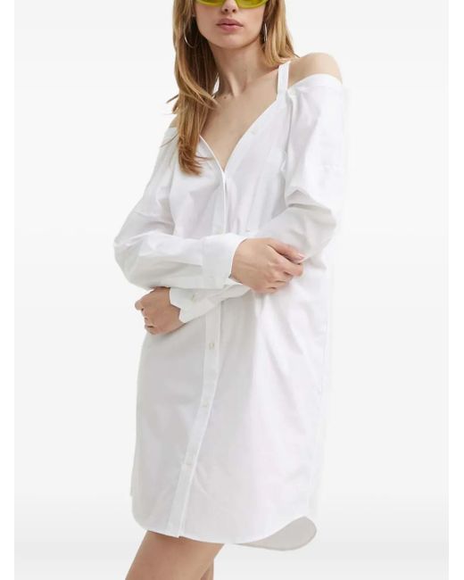 HUGO Off-Shoulder Strap Mini Dress in White | Lyst UK