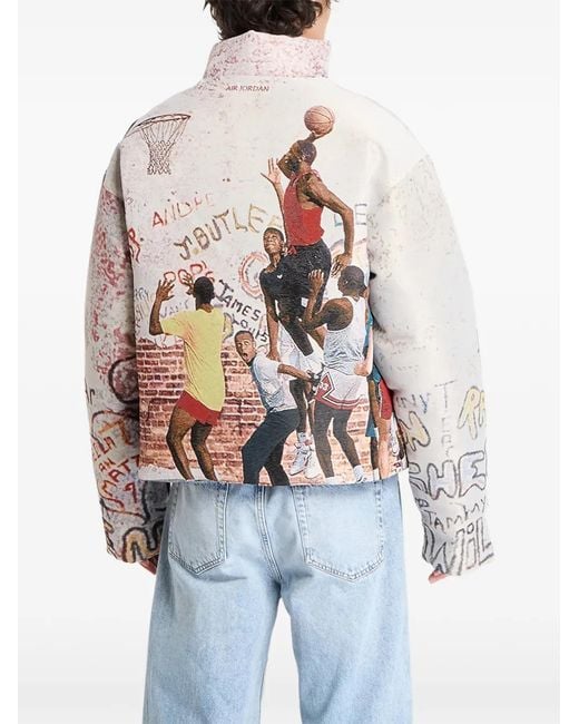 Nike Graffiti-Design Zip-Fastening Puffer Jacket in Blue for Men | Lyst UK