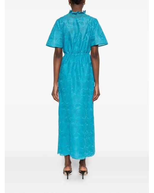 Valentino Garavani Laced Maxi Dress in Blue | Lyst UK