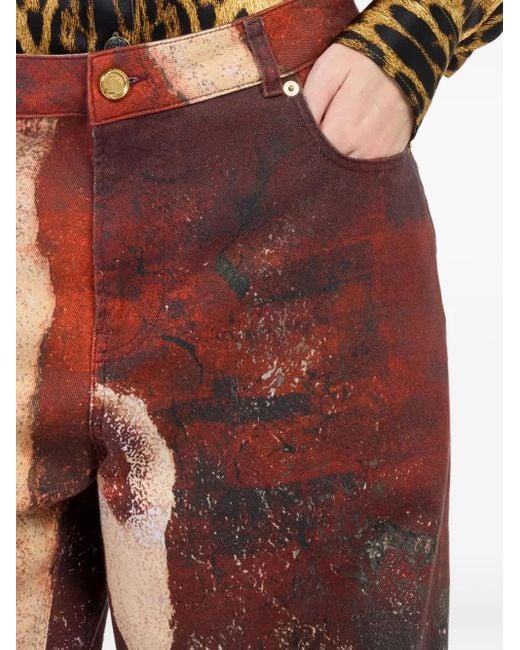 Roberto Cavalli Faded Dye-Effect Jeans in Red | Lyst UK