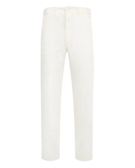 Orslow Button-Fastening Belt-Loops Trousers in White for Men | Lyst UK