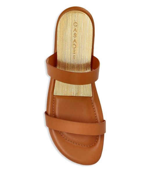 Casadei Leather Slides in Brown | Lyst