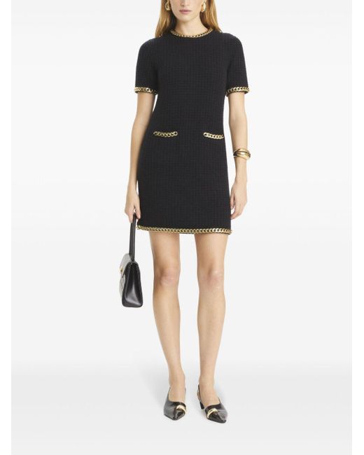 Tory Burch Chain-Link Trim Mini Dress in Black | Lyst