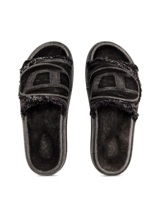 DIESEL Sa Oval-D Slides in Black | Lyst