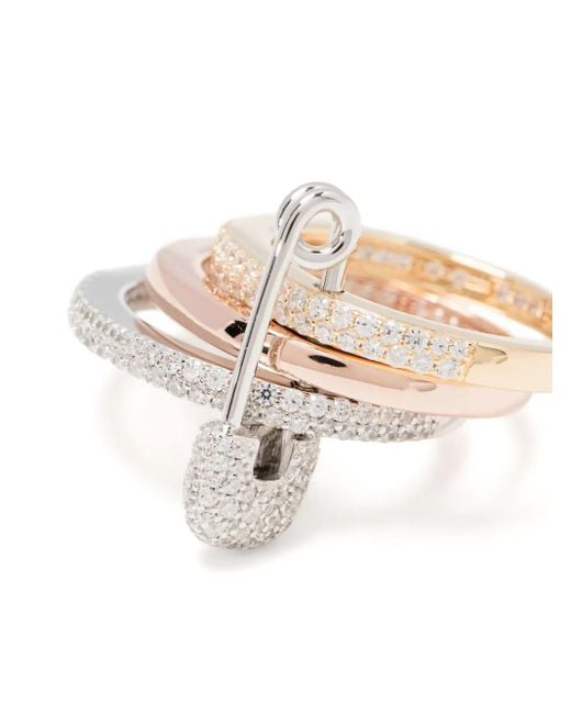 Apm Monaco Triple Band Safety Pin Ring in White | Lyst