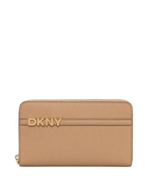 DKNY Logo-Lettering Zip-Around Wallet in Natural | Lyst UK