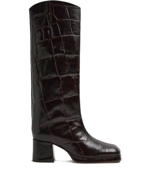 Miista Tundra Crocodile-Effect Boots in Black | Lyst