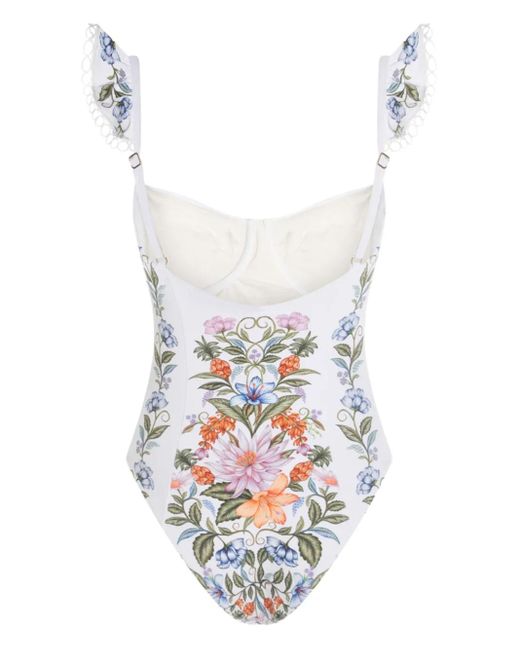 FARM Rio Floral-Print Swimsuit in White | Lyst