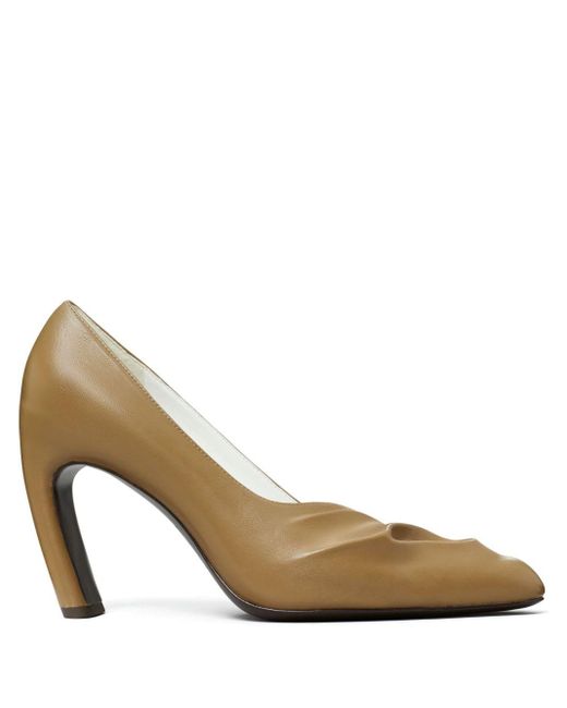 Tory Burch 90Mm Sculpted Peep-Toe Pumps in Metallic | Lyst