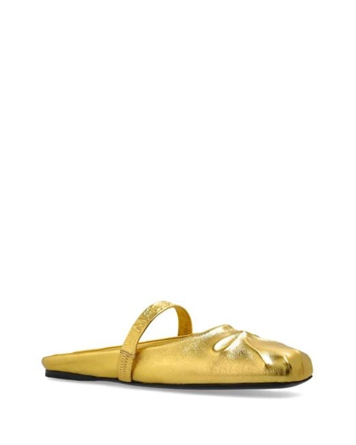 Marni Metallic Ballerina Shoes in Yellow | Lyst