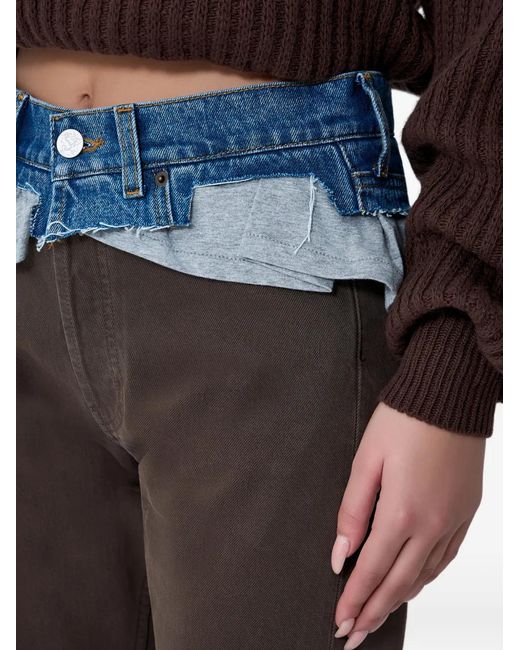 August Barron Contrast-Waistband Five-Pocket Jeans in Black | Lyst UK
