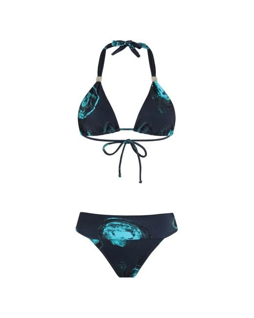 Brigitte Bardot Marina Tie-Detail Printed Bikini in Blue | Lyst UK