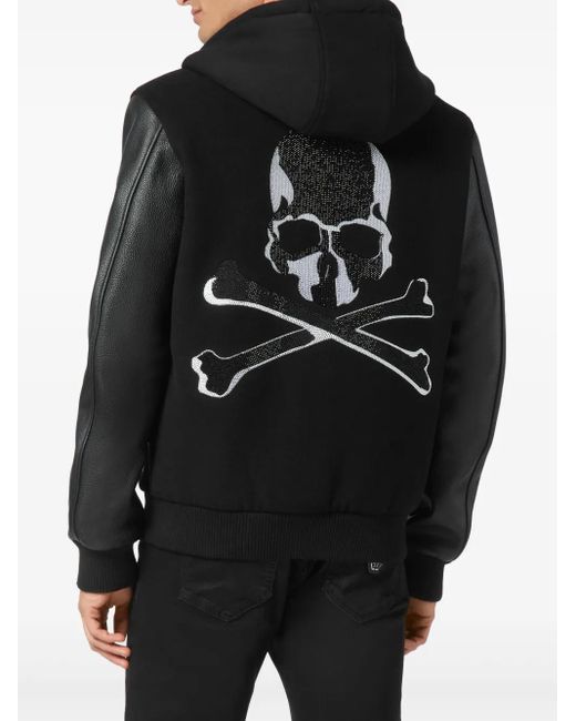 Philipp Plein Skull&Bones Hooded Jacket in Black for Men | Lyst UK