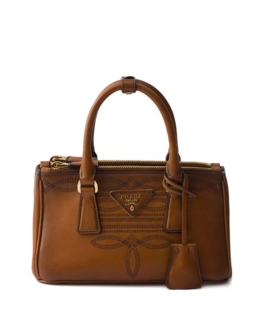 Prada Mini Galleria Leather Tote Bag in Brown | Lyst UK
