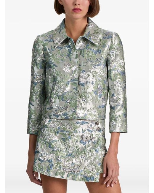Alice + Olivia Weston Floral-Jacquard Jacket in Blue | Lyst UK
