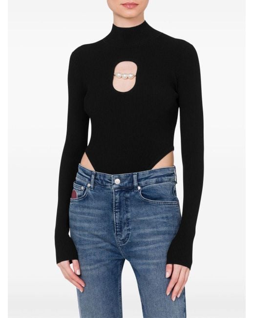 Moschino High Neck Cut-Out Body in Black | Lyst
