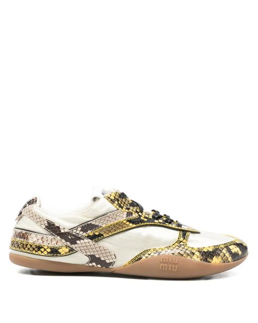 Miu Miu Snakeskin Sneakers in Natural | Lyst UK