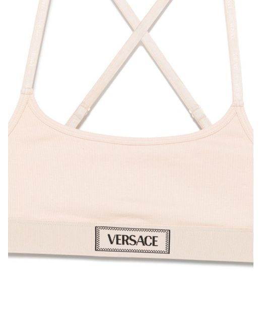 Versace 90s Logo-underband Bra in Natural | Lyst