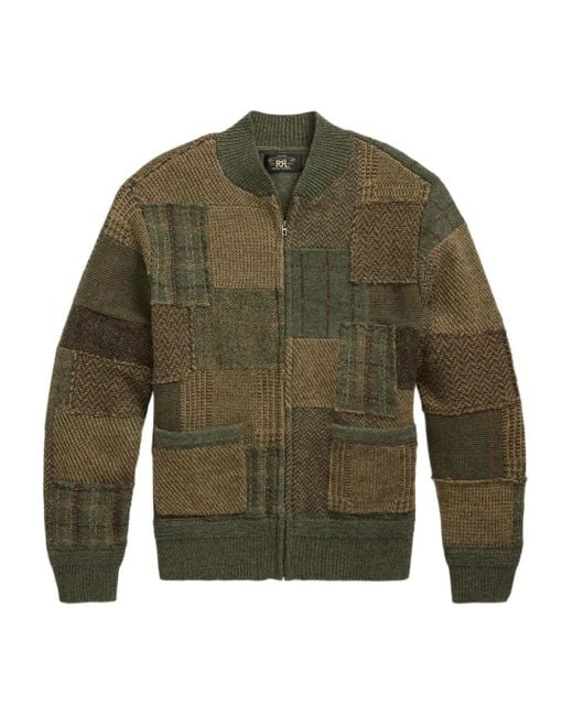 RRL Patchwork-Design Cardigan in Green for Men | Lyst UK