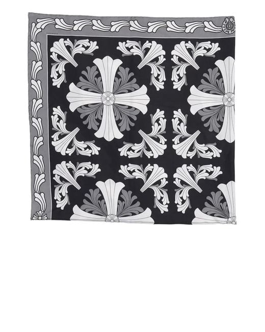 Chrome Hearts Floral Cross Silk Scarf in Black for Men | Lyst