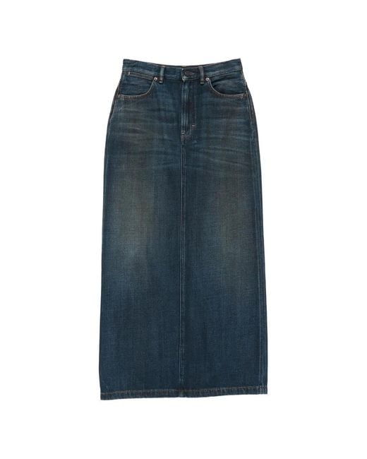 Acne Studios Logo-Patch Maxi Skirt in Blue | Lyst UK