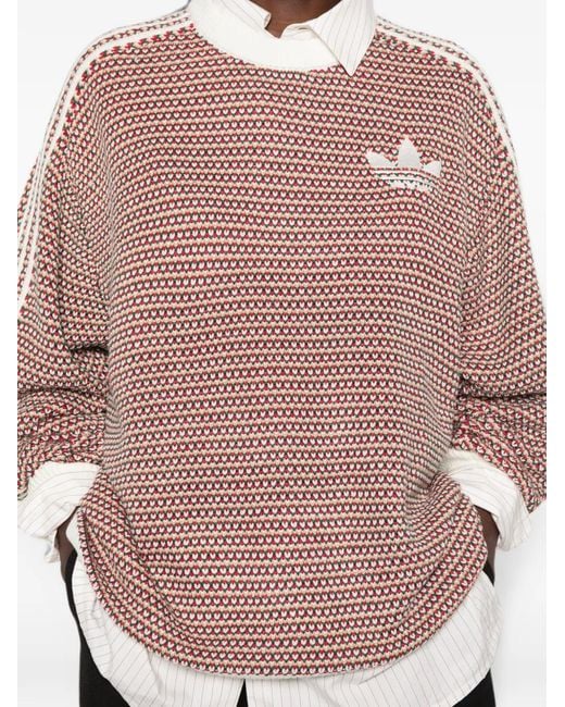 adidas Trefoil Logo-Embroidered Sweater in Pink | Lyst UK