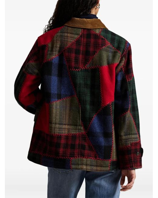 Polo Ralph Lauren Patchwork Corduroy-Collar Jacket in Red | Lyst