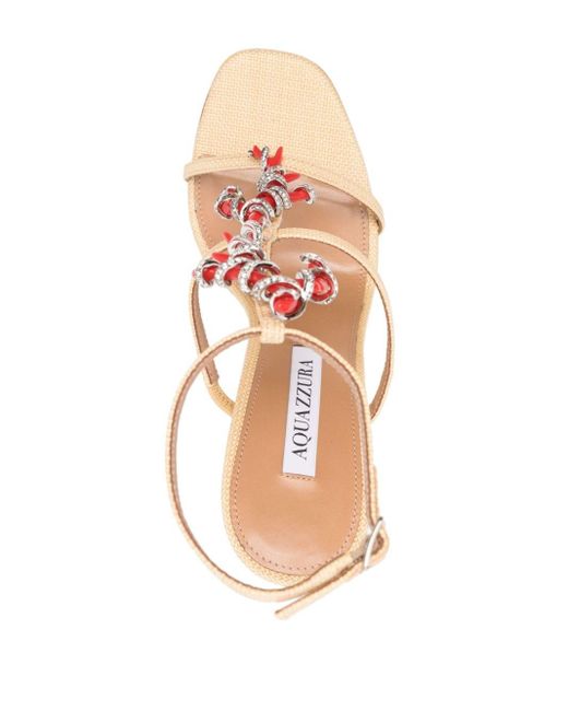 Aquazzura Capri Crush 105mm Raffia Sandals in Pink | Lyst