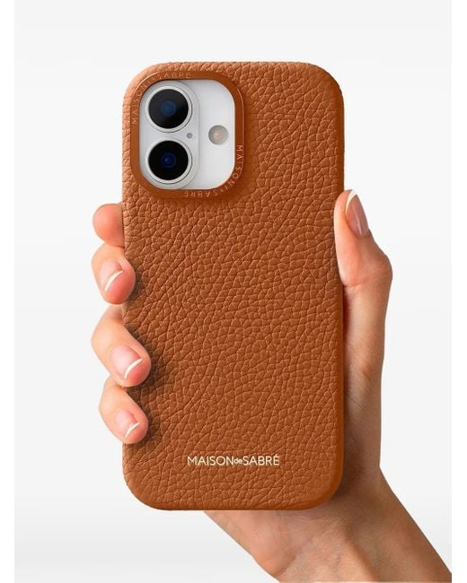 Maison De Sabre Logo-Lettering Leather Iphone 17 Case in Brown | Lyst UK