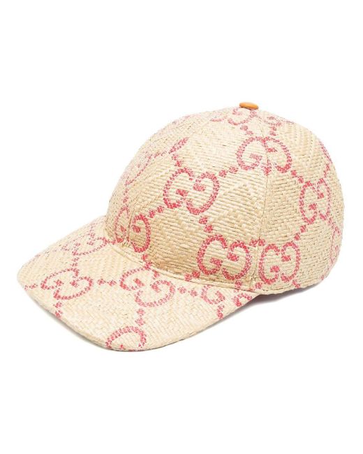 Casquette GG en paille tressée Cuir Gucci en coloris Rose | Lyst Casquette GG en paille tressée Cuir Gucci en coloris Rose | Lyst