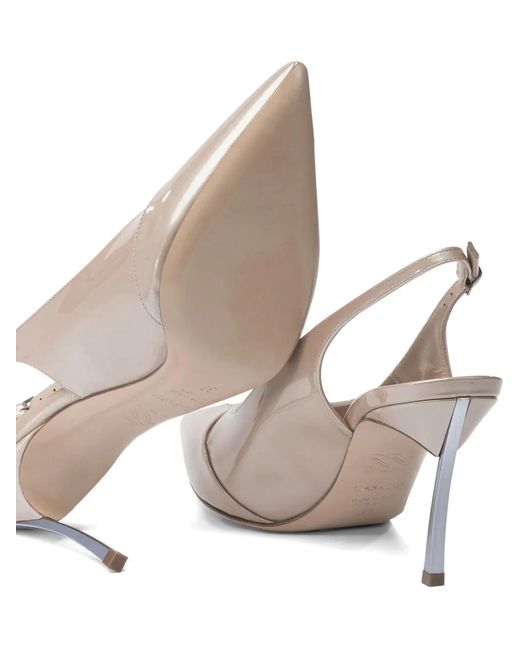 Casadei 80Mm Samurai Blade Slingback Pumps in Natural | Lyst