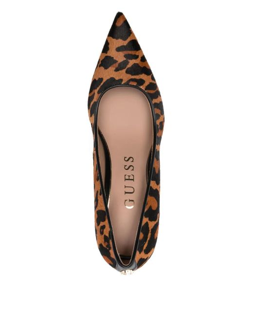 Guess 85Mm Decollete Prindy Leopard-Print Pumps in Brown | Lyst UK