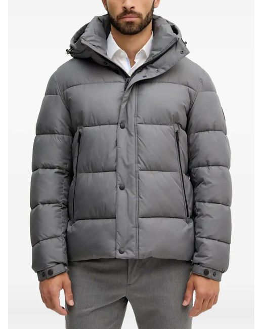 BOSS Omaris Hooded Padded Jacket in Gray for Men | Lyst