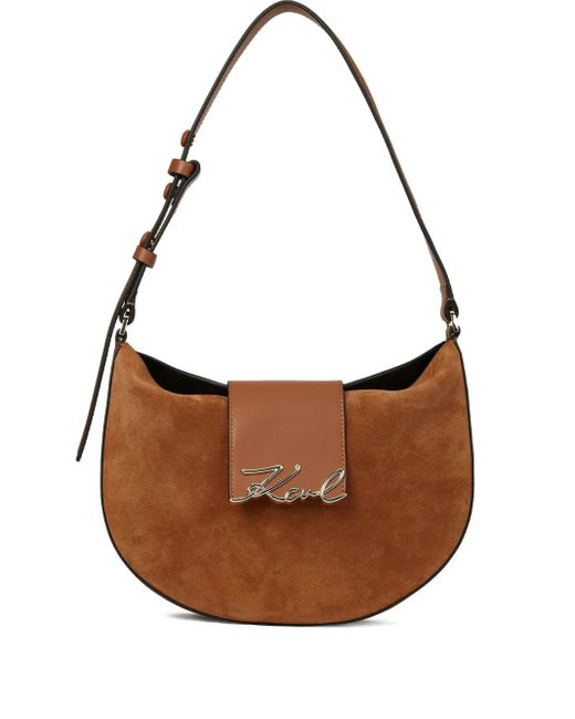 Karl Lagerfeld S/Signature Shoulder Bag in Brown | Lyst UK