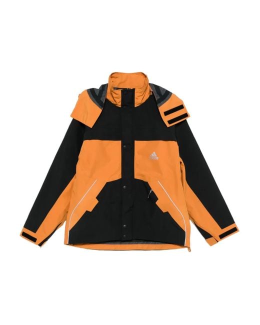 adidas Waterproof Jacket in Orange for Men | Lyst UK