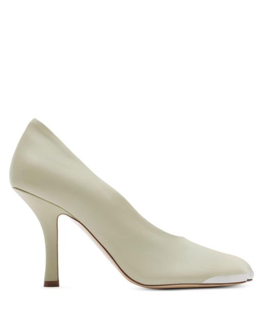 Burberry 90mm Leather Duck Pumps in White | Lyst