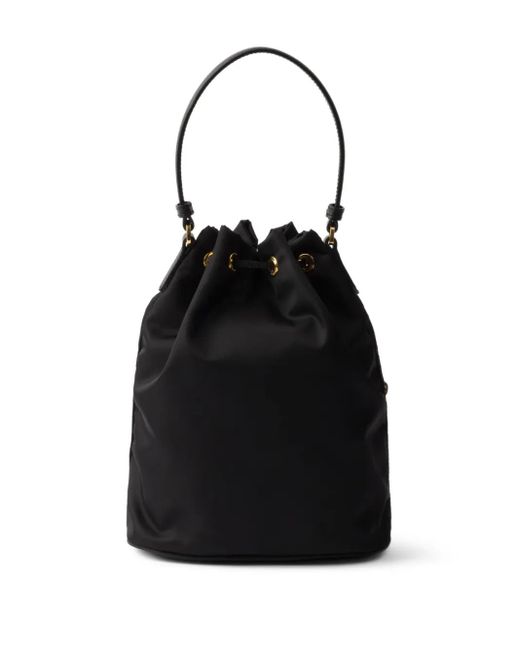 Prada Re-Nylon Drawstring Bucket Bag in Black | Lyst