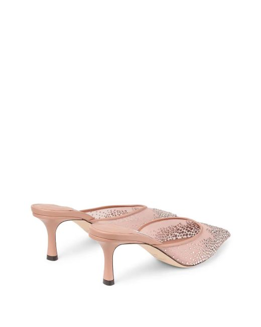 Jimmy Choo Vivi 65 Mesh Embellished Mules in Pink | Lyst