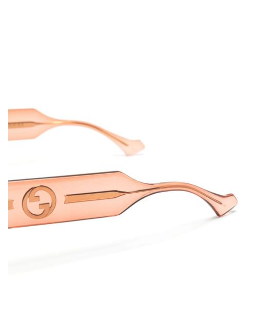 Gucci Interlocking G Logo Oval Frame Sunglasses In Pink Lyst